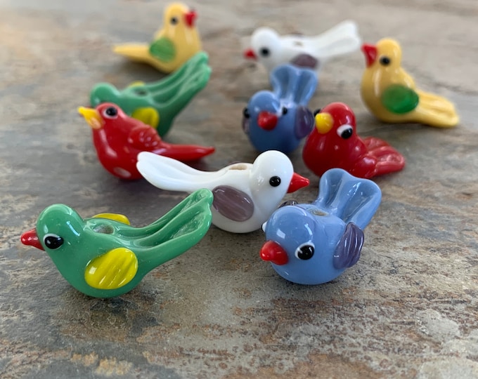 Glass Bird Beads, 22 X 12mm, 10 Beads per Package, Mix of Colors - Etsy