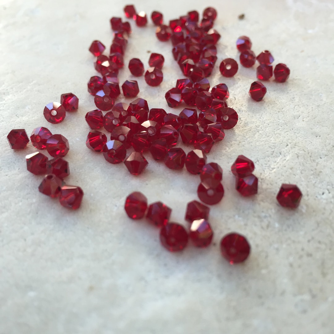 Siam (208) Red Bicone Crystal Beads, 4mm, 5301 - Etsy