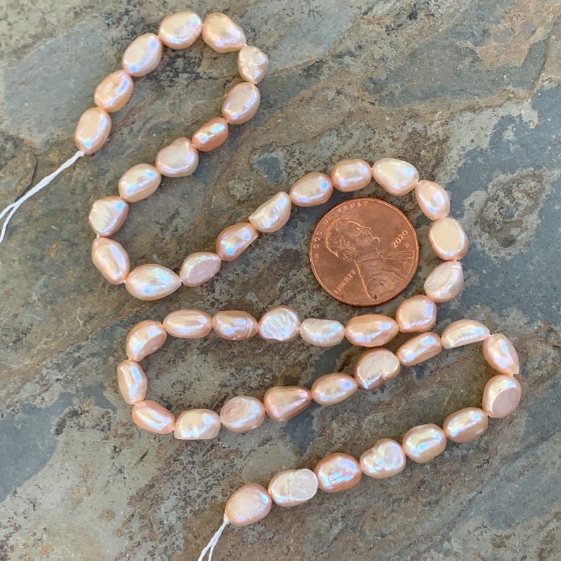 Oval Peach Pearl Beads, Flat Sided, 7 X 5mm, 16 Inch Strand - Etsy