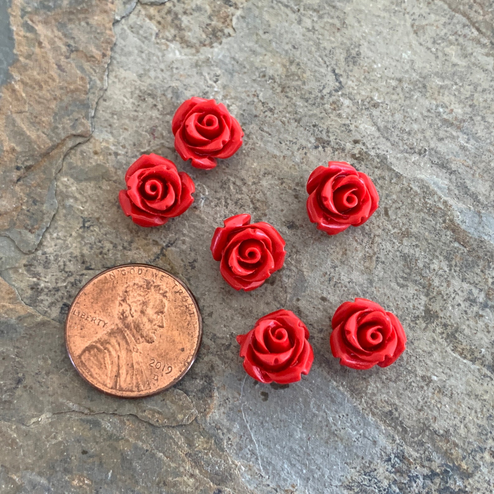 Cinnabar Imitation Red Rose Beads, 10mm, 6 Beads per Package - Etsy