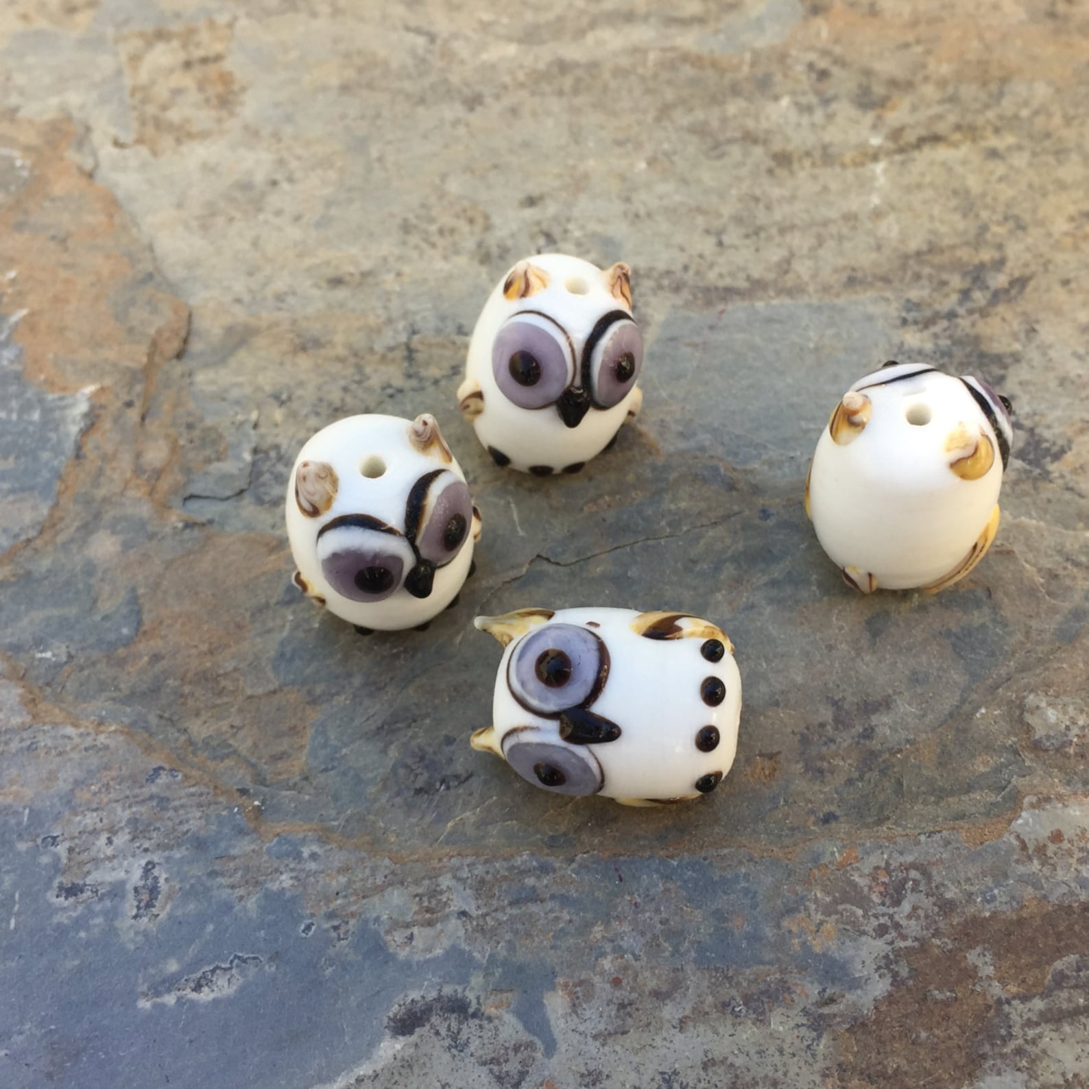Owl Beads White Owl Beads 18mm Approx. 4 Beads per Package. - Etsy