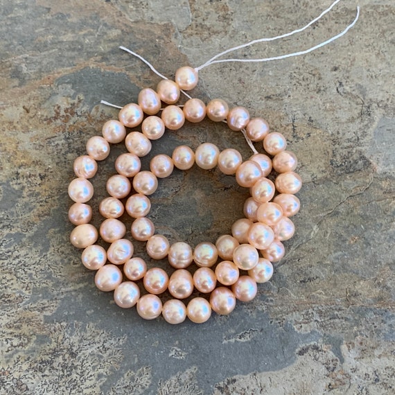 Potato Pearl Beads Bisque 7 x 6mm 14.5 inch strand | Etsy