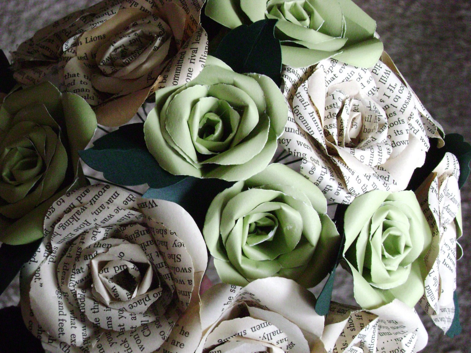 Vintage Book Page Roses Plus Solid Colored Cardstock Roses | Etsy