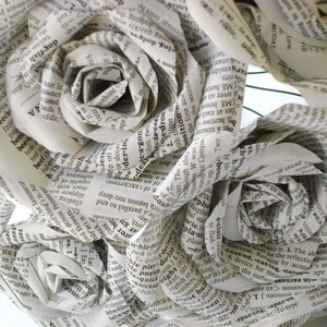 Vintage Very White Dictionary Book Page Paper Roses Wedding Bouquet ...