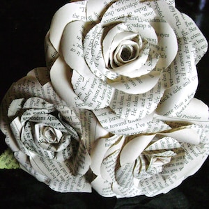 3 Rose Mini Bouquet Book Page Paper Flower Bridesmaid Bouquet Flower ...