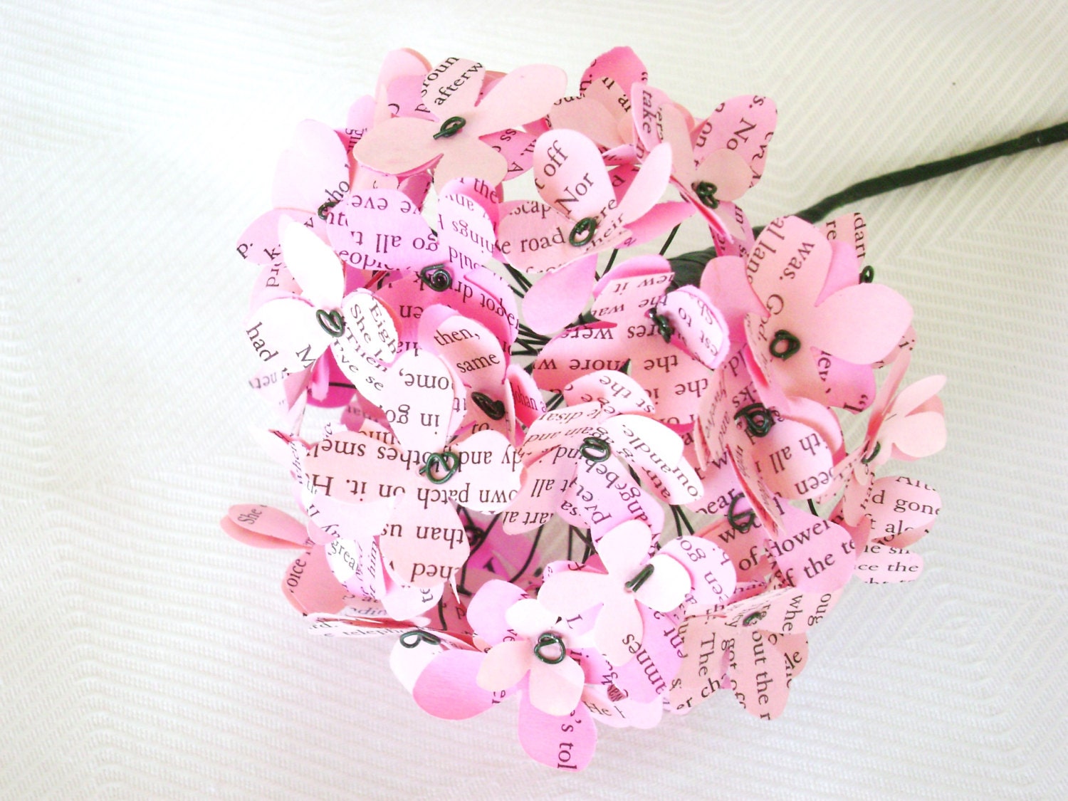 One Single Book Page Paper Pink Tinted Hydrangea Flower on - Etsy