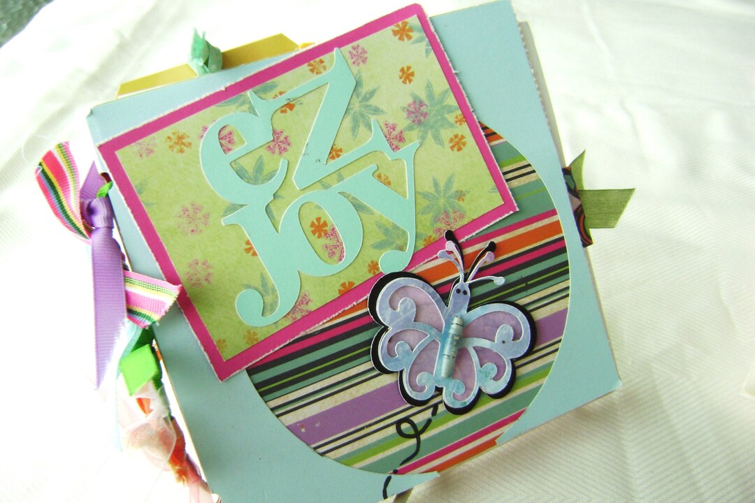 Summer Paper Bag Mini Scrapbook Album With Butterfly, Bird and Paper ...