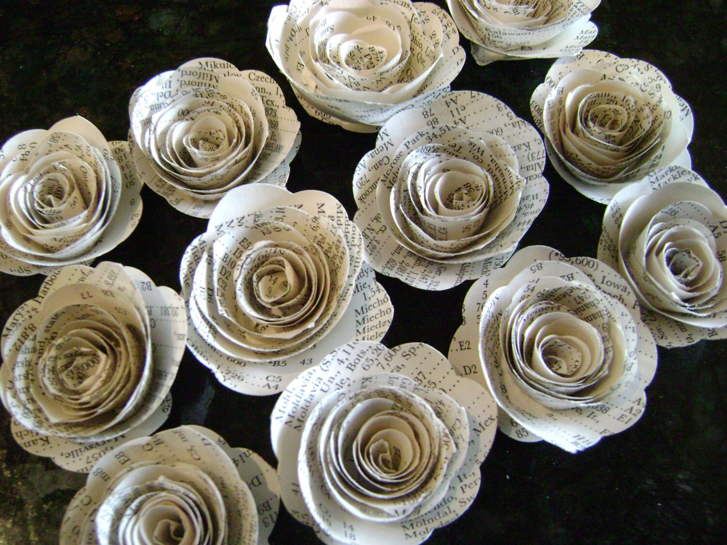 Bulk Special 50 Spiral Rolled Roses From Vintage Map Index Pages 1-1.5 ...