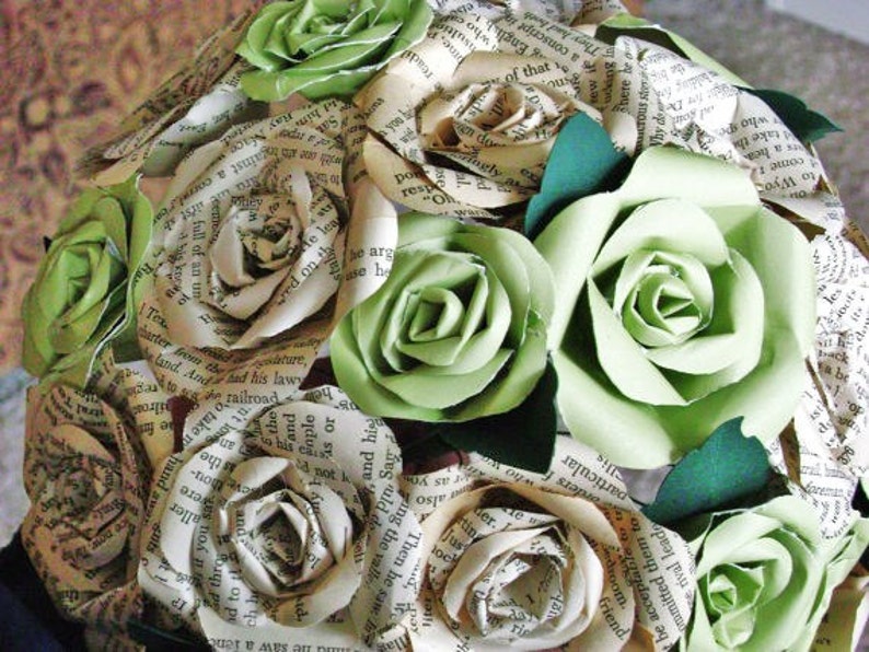 Vintage Book Page Roses Plus Solid Colored Cardstock Roses - Etsy
