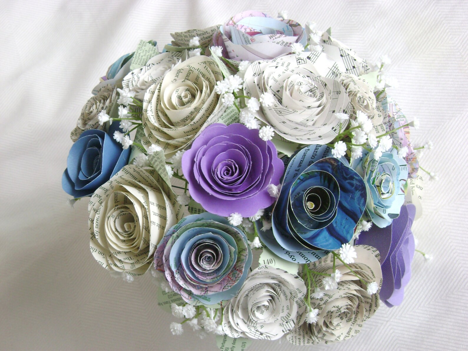 A's Bouquet Spiral Map Atlas Cabbage Roses With Blue - Etsy