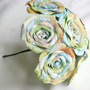 Vintage Atlas Map Paper Rose Bouquet for Weddings or Home Decor as Seen ...