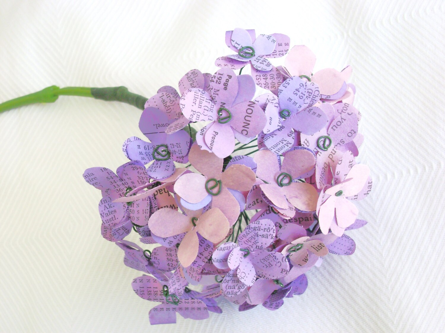 Paper Hydrangea in Purple Shades Recycled Book Pages and | Etsy