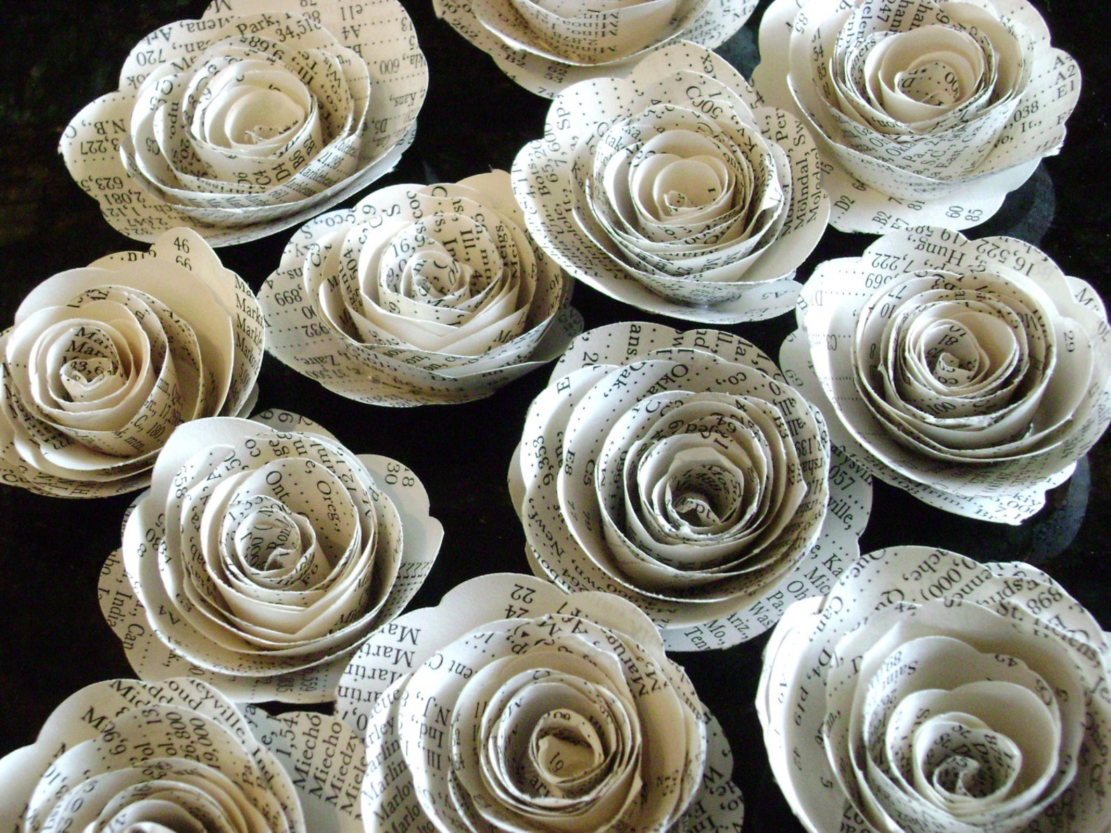 Bulk Special 50 Spiral Rolled Roses From Vintage Map Index Pages 1-1.5 ...