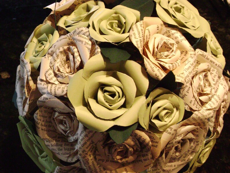 Vintage Book Page Roses Plus Solid Colored Cardstock Roses - Etsy