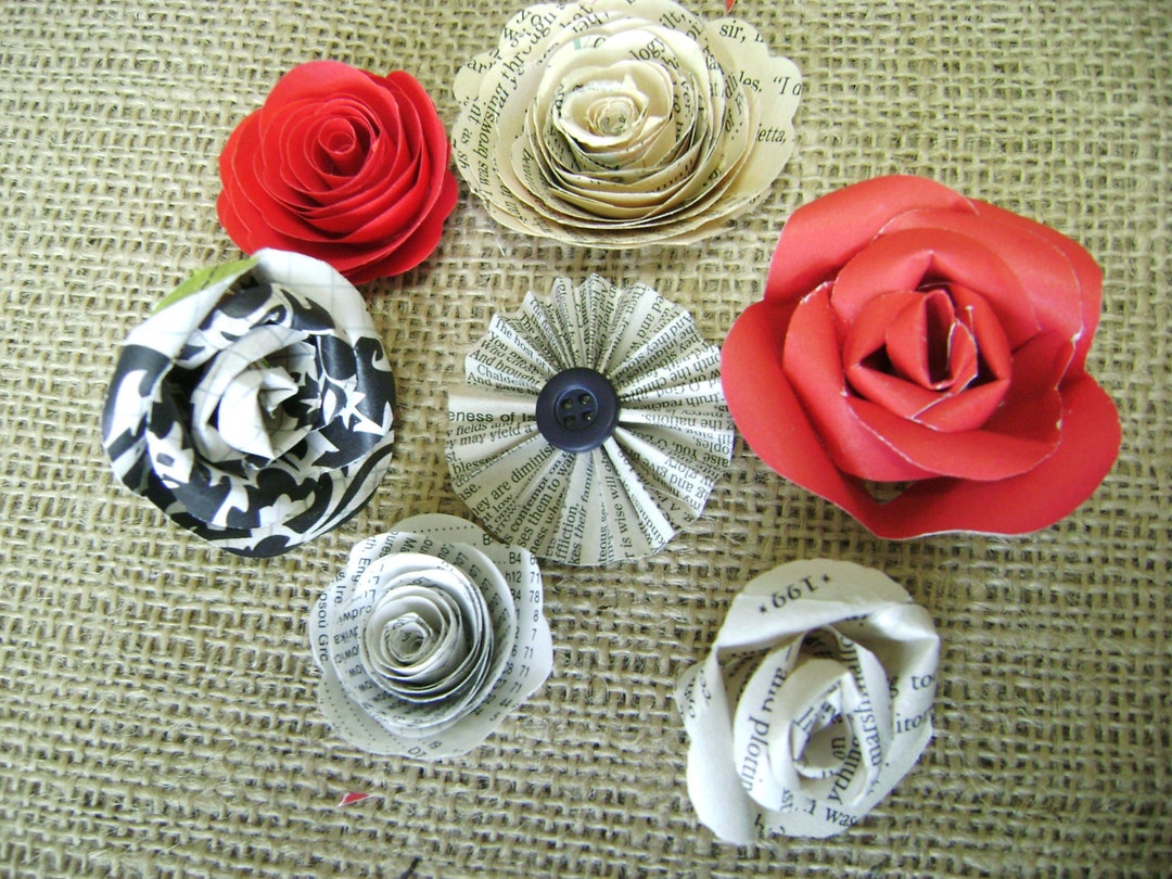 7 Mini Roses Embellishments for Scrapbooks Cards and Wedding Decor - Etsy