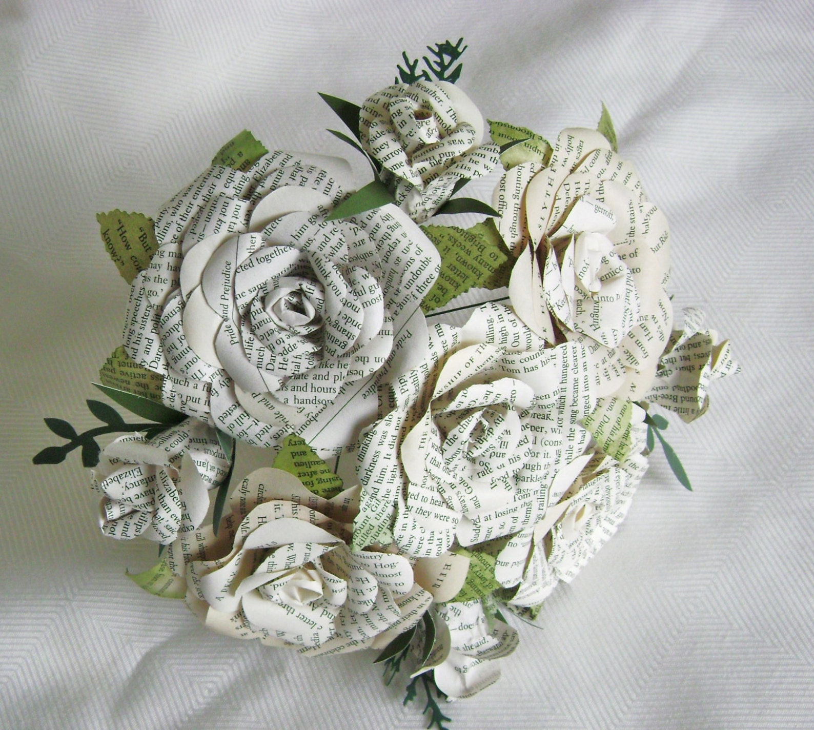 Buds and Blooms Book Page Bouquet With Leaves Wedding Bride | Etsy