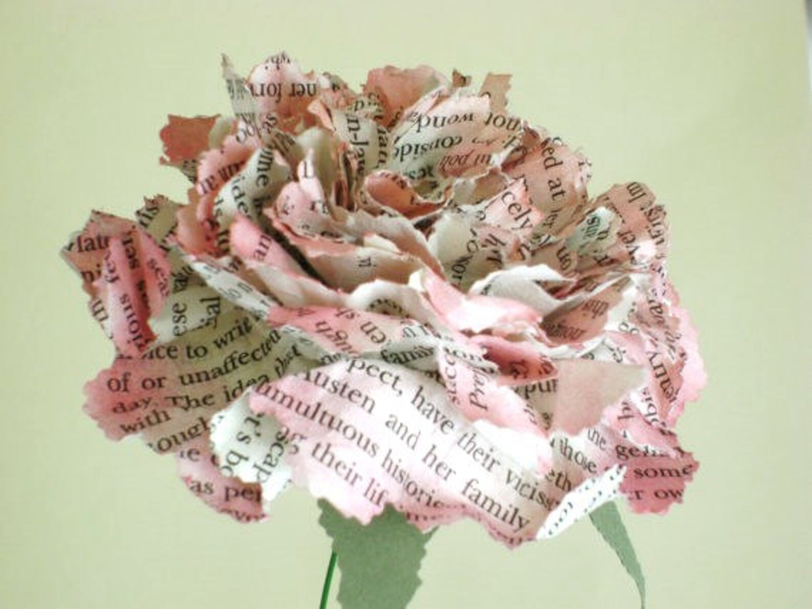 Book Page Paper Flower Pink Carnation Can Be Jane Austen Harry Potter ...