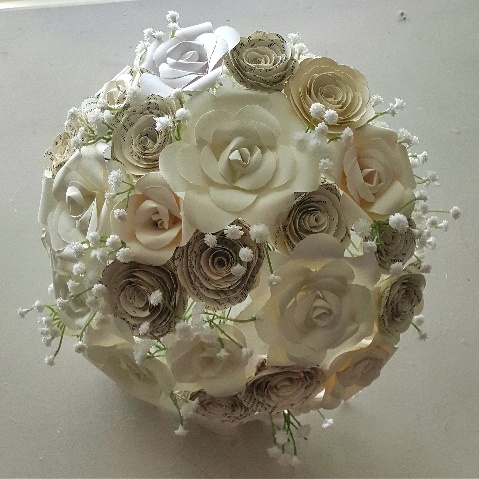 Classic White Bridal Bouquet Book Page White Paper Roses - Etsy