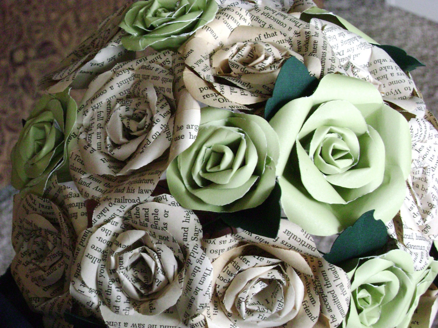 Vintage Book Page Roses Plus Solid Colored Cardstock Roses | Etsy