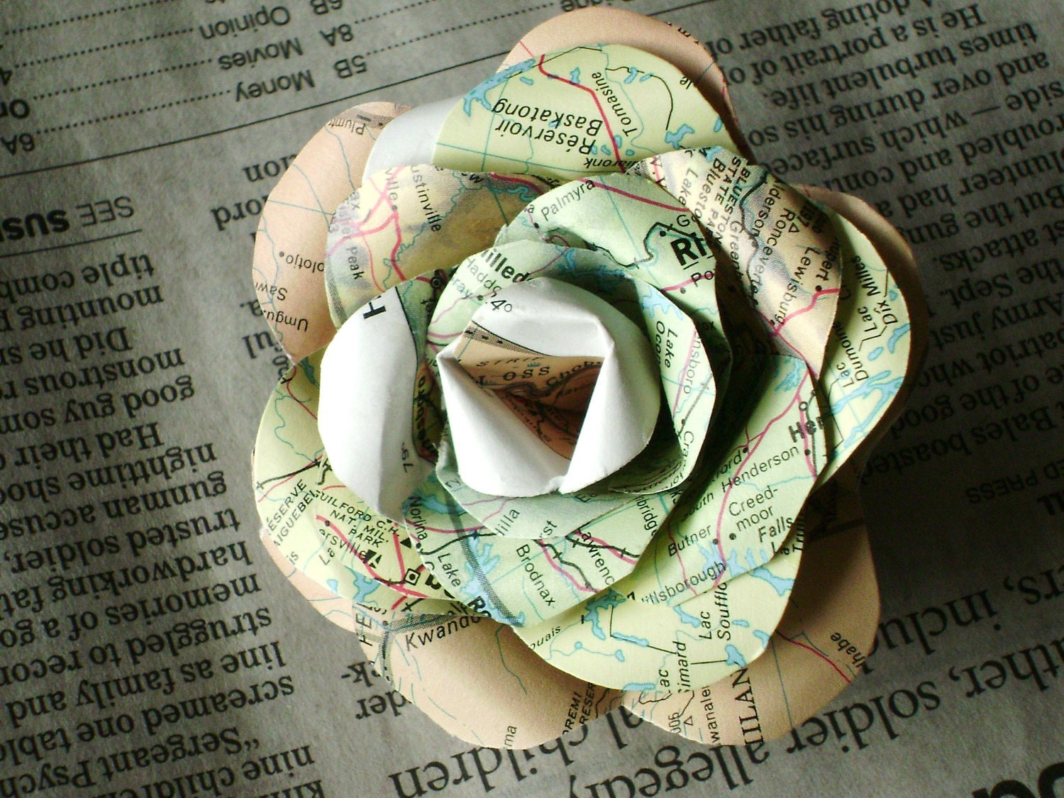 Vintage atlas map rose pin brooch corsage or mens boutonniere | Etsy