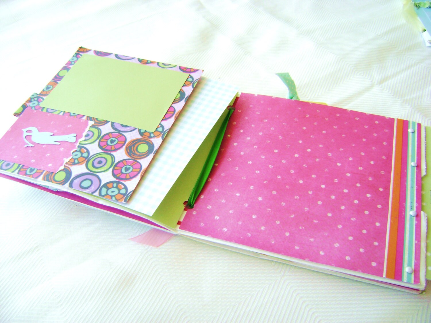 Summer Paper Bag Mini Scrapbook Album With Butterfly, Bird and Paper ...