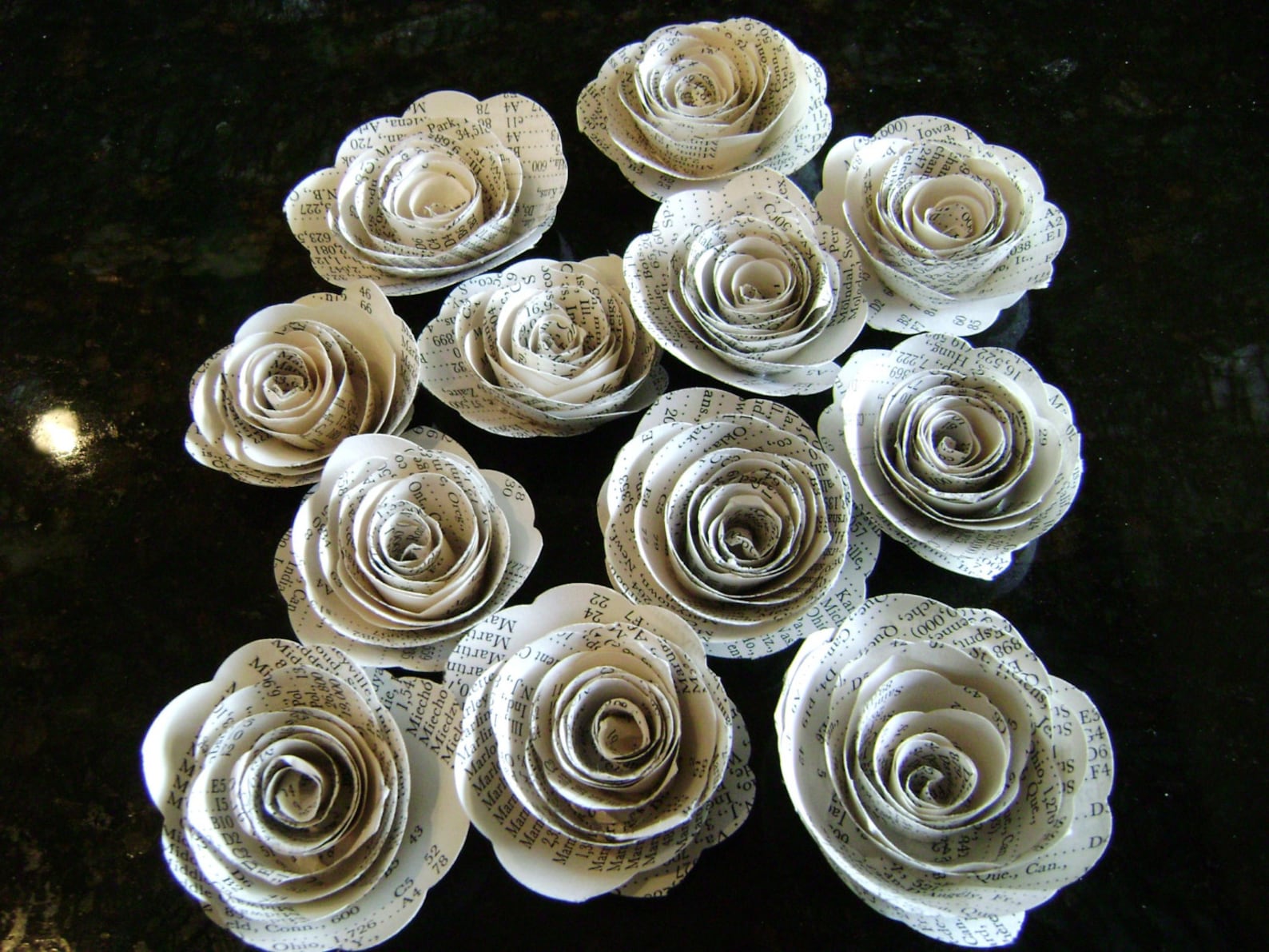 Bulk Special 50 Spiral Rolled Roses From Vintage Map Index Pages 1-1.5 ...