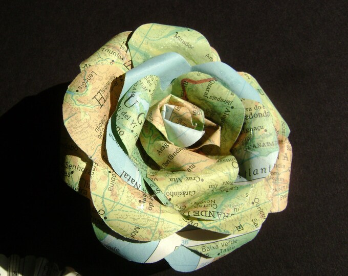 Vintage Atlas Map Rose Pin Brooch - Etsy