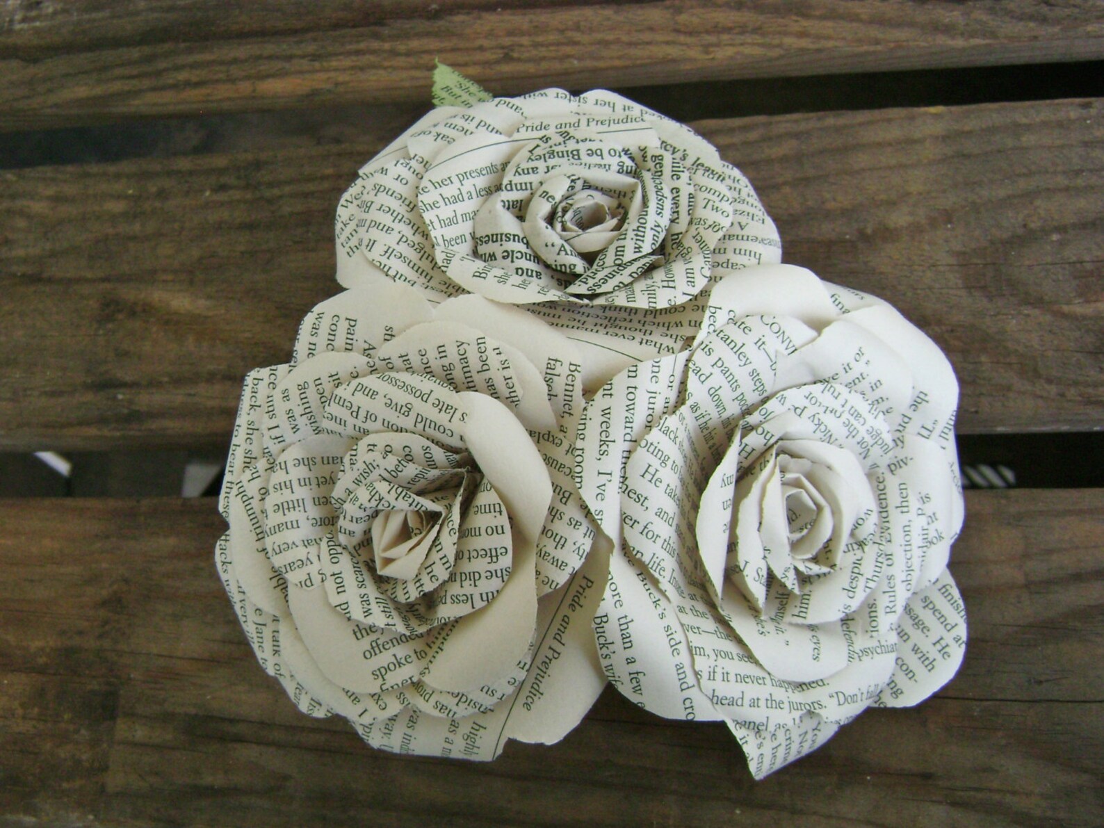 3 Rose Mini Bouquet Book Page Paper Flower Bridesmaid Bouquet Flower ...