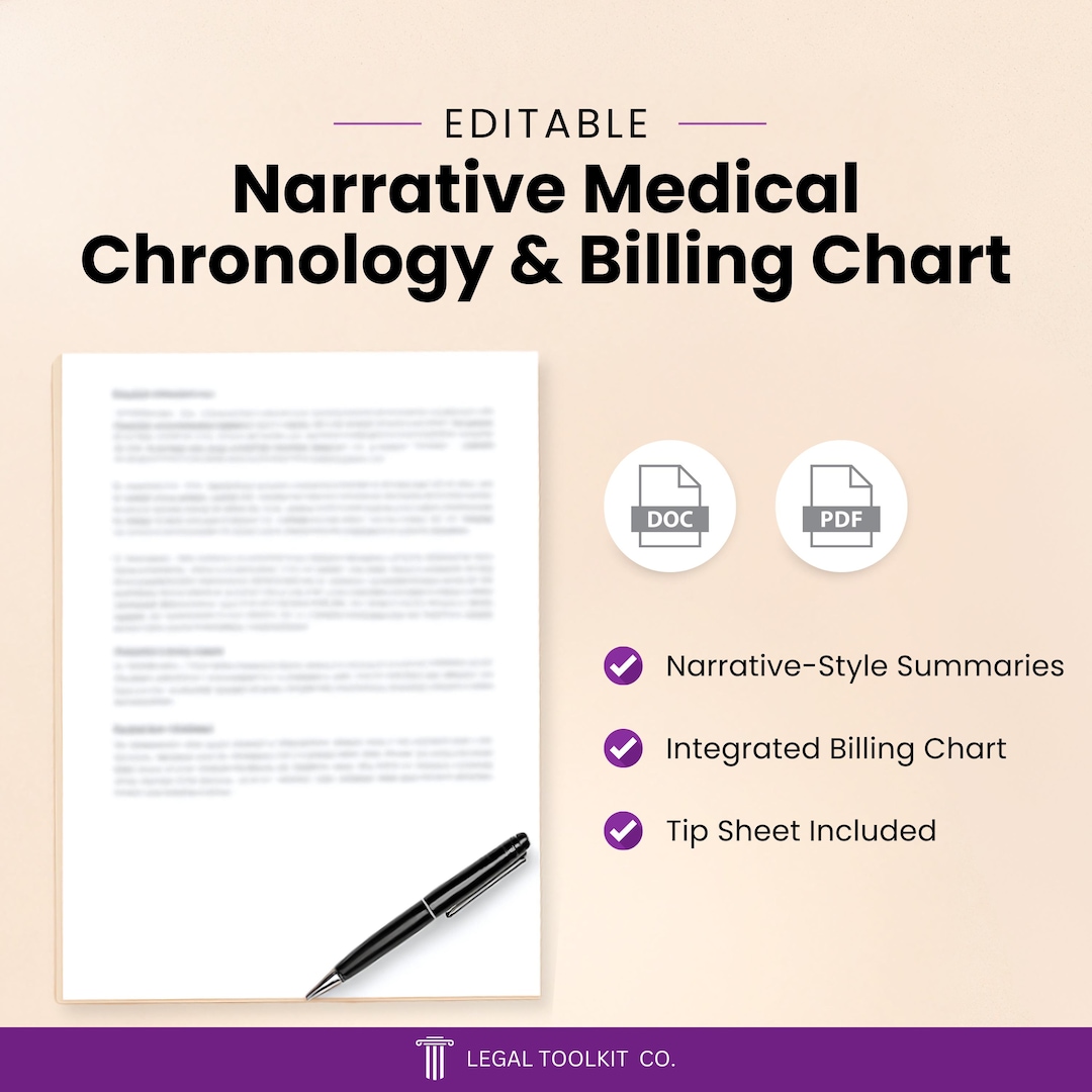 Narrative Medical Chronology Templates: Paralegal, Attorney, Legal ...