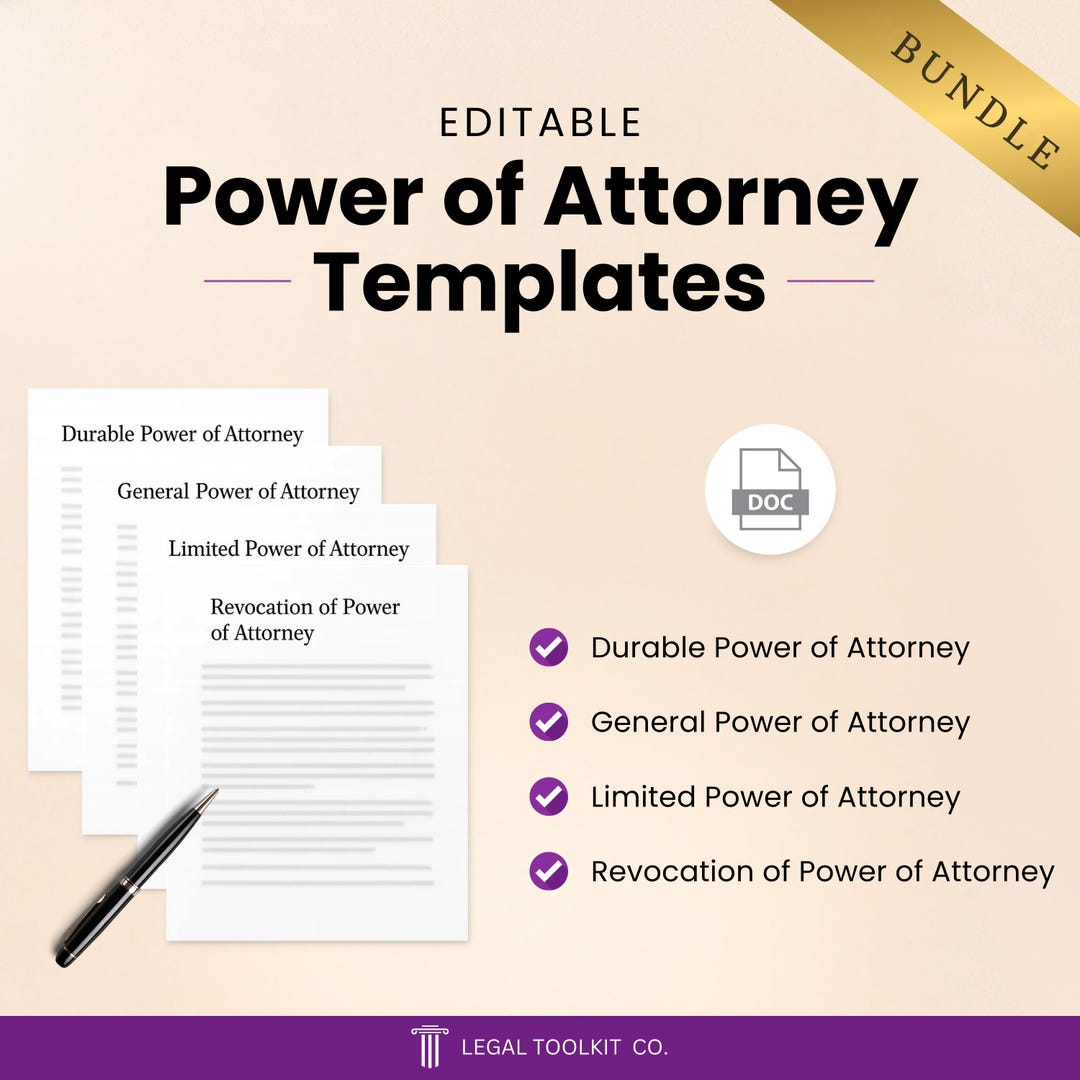 Power of Attorney Templates BUNDLE | Editable POA General, Limited ...