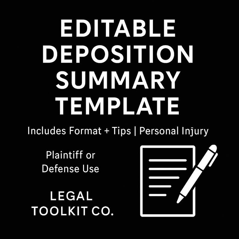 Editable Deposition Summary Template – Personal Injury | Plaintiff ...