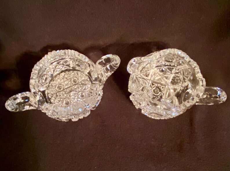 Antique American Brilliant Cut Glass Sugar & Creamer Set • Hobstar ...