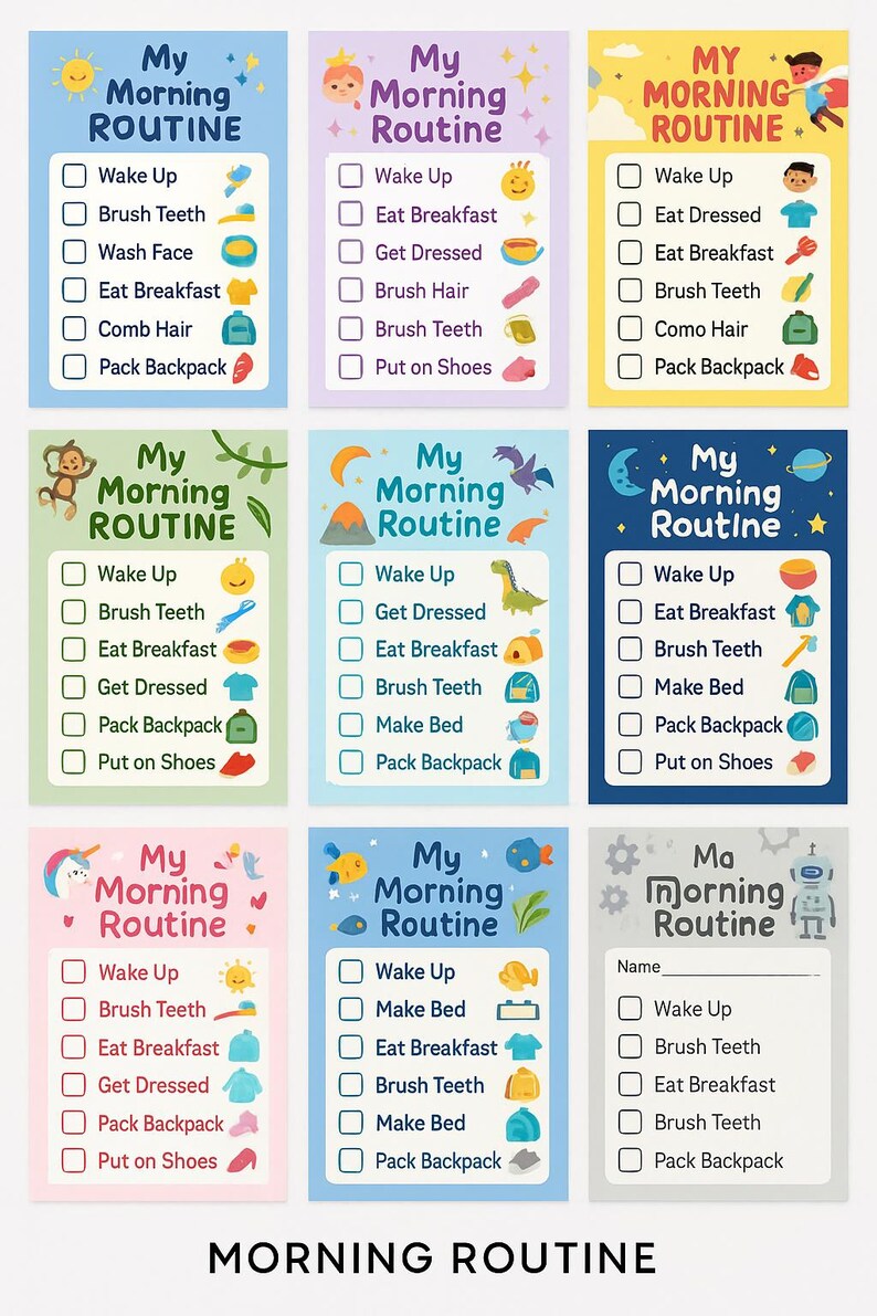 Morning Routine Chart for Kids - Etsy