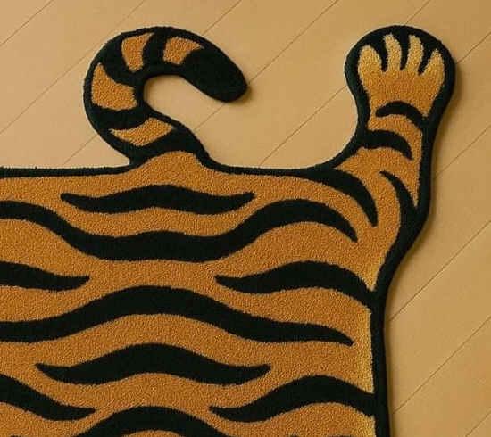 Modern Handmade Tiger Shaped Carpet Rug – Playful Animal Print Home ...