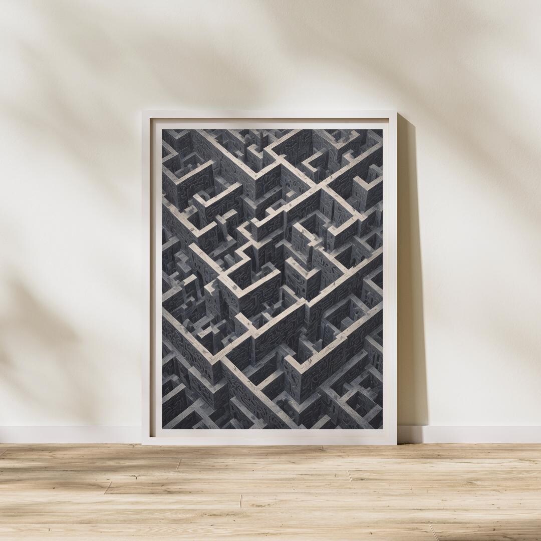 Labyrinth Maze Wall Art: Dark Moody Decor - Etsy