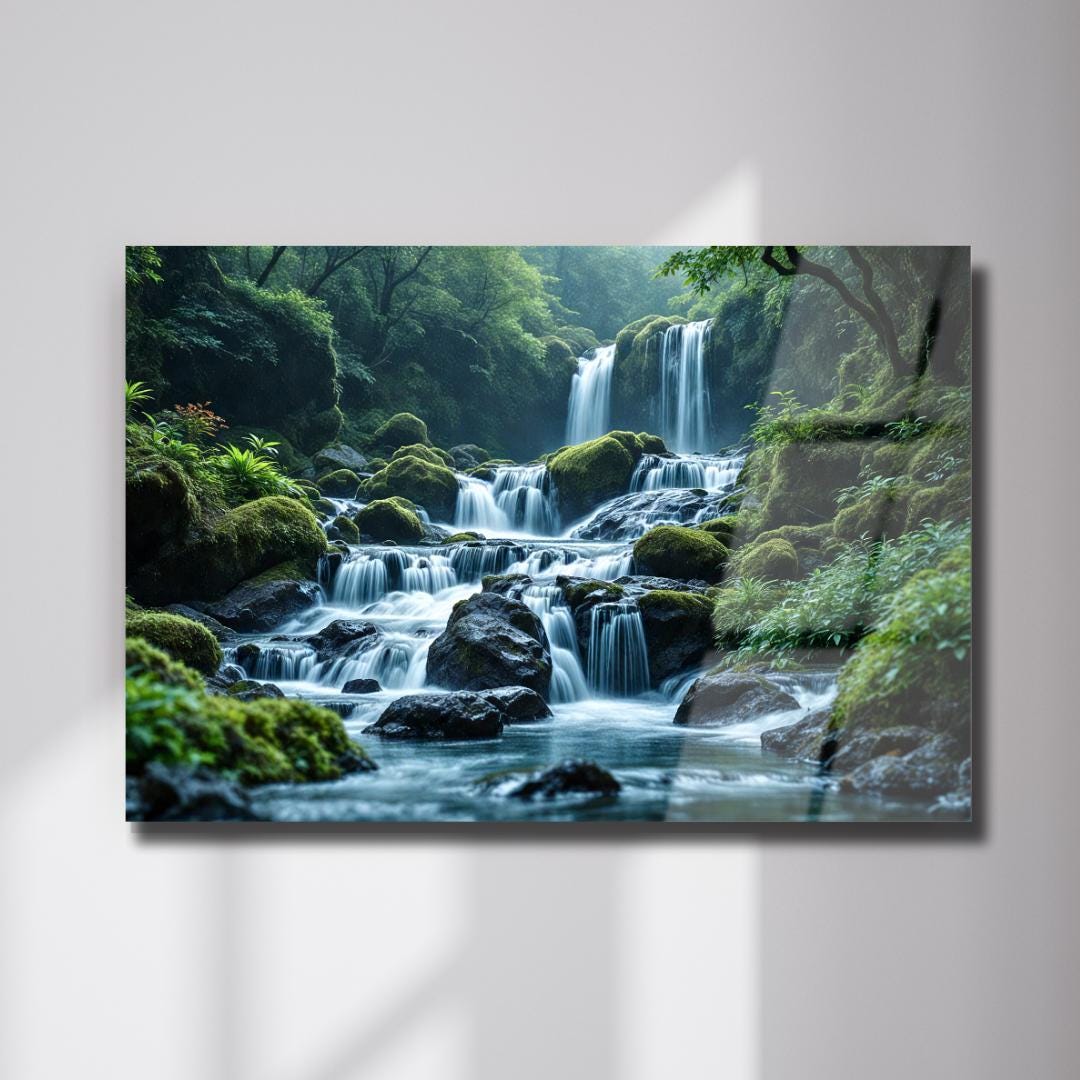 Waterfall Tempered Glass Wall Art: Nature Glass Decor, Glass Printing ...