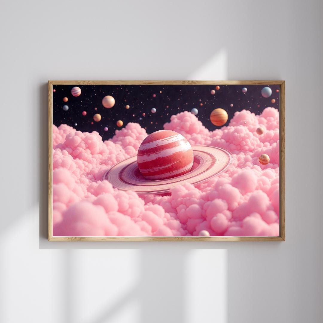 Space Nursery Prints, Girl Room Wall Art, Pink Space Playroom Decor ...