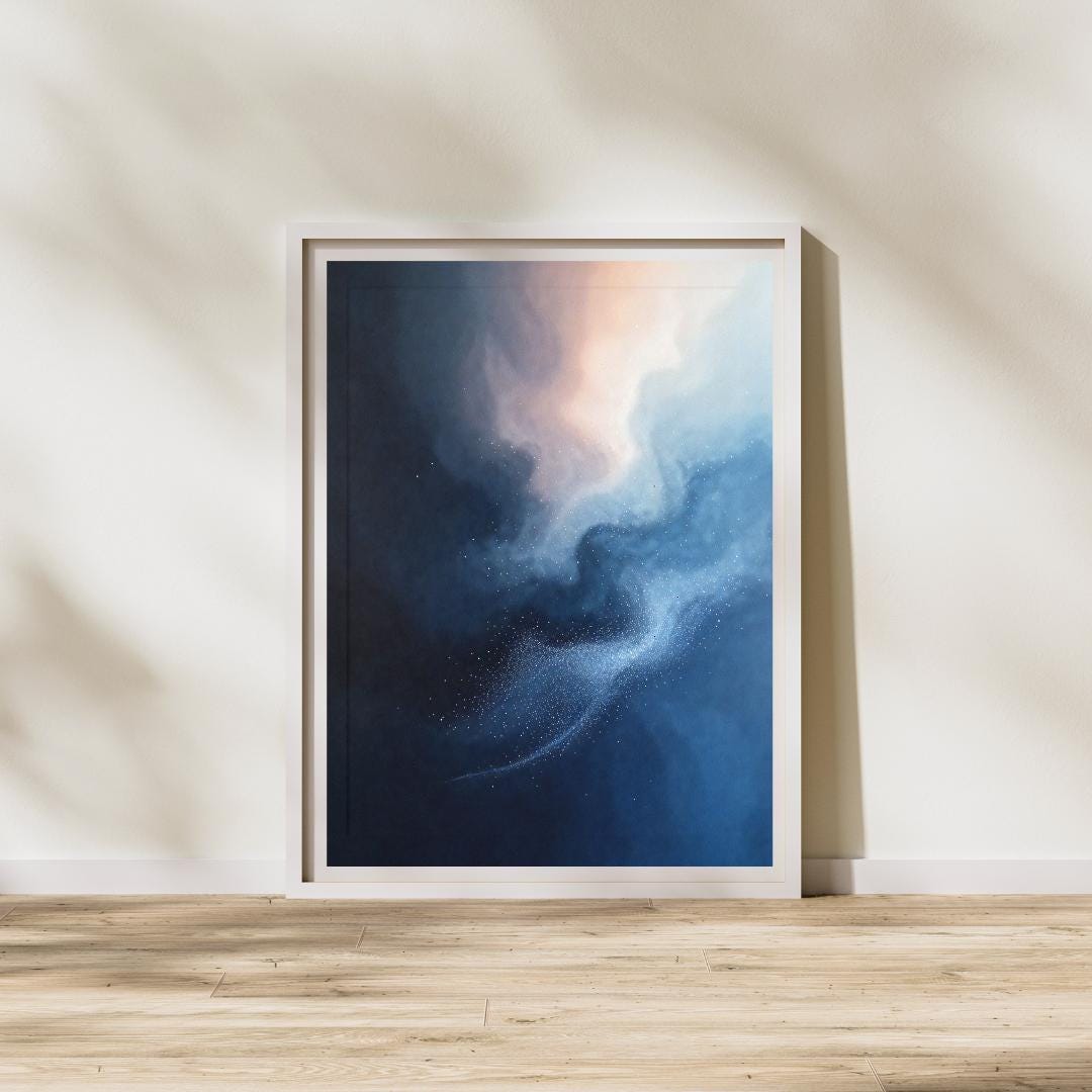 Modern Dark Blue Abstract Canvas Wall Art: Modern Home Decor - Etsy