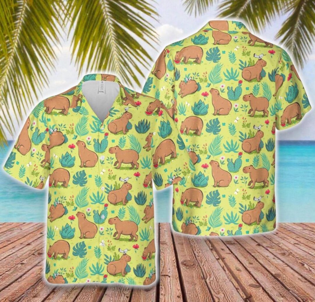 Capybara Hawaii Shirt, Cute Capybara Tropical Hawaii Shirt, Wildlife ...