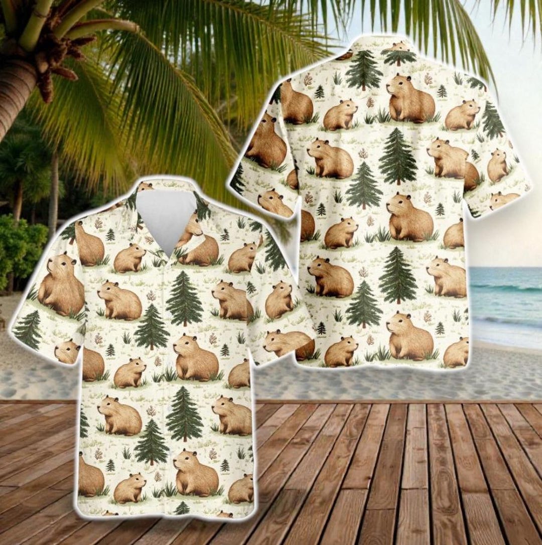 Capybara Hawaii Shirt, Cute Capybara Tropical Flowers Hawaii Shirt ...