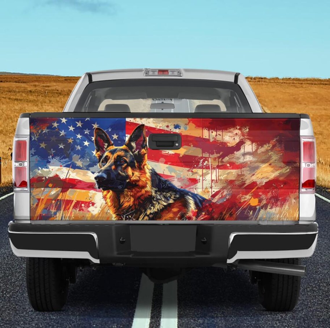 German Shepherd Dog Patriotic US Flag Tailgate Wrap Car, German ...