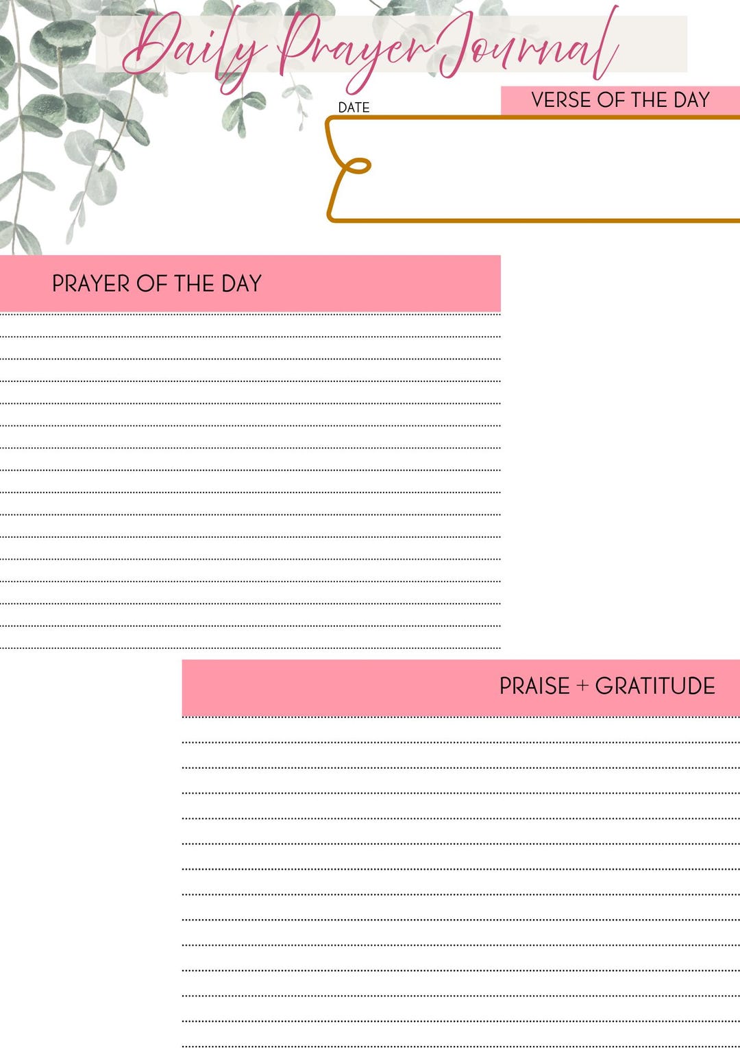 Printable Prayer Journal | Bible Study Journal | Daily Prayer Page PDF ...