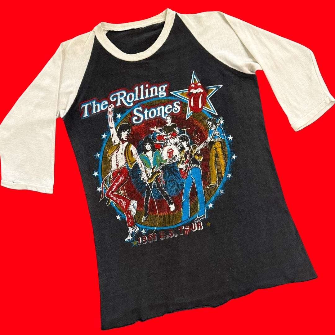 Rolling Stones Tattoo You Tour Vintage 80s Raglan Band T Shirt Music ...