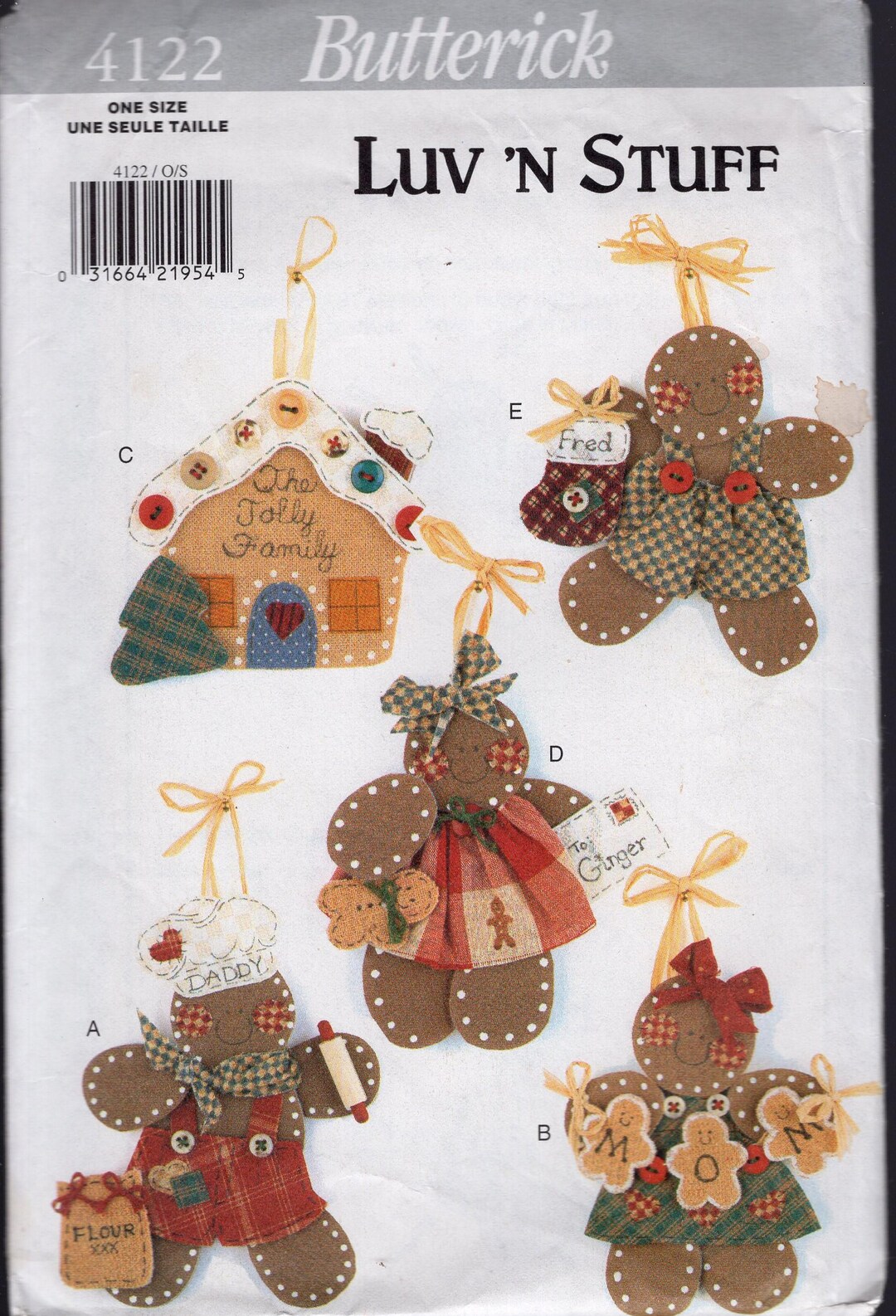 Butterick Luv 'N Stuff Sewing Pattern Christmas Gingerbread People - Etsy