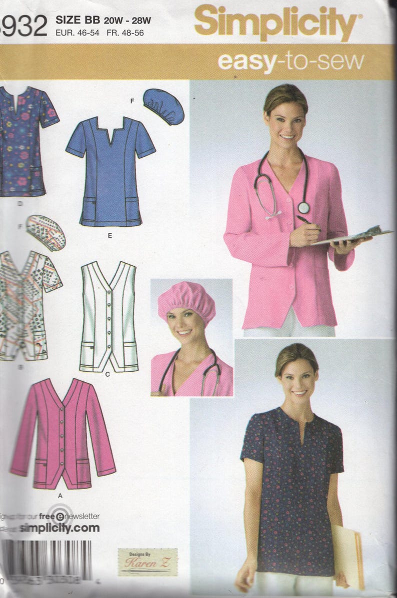 Simplicity Sewing Pattern 3932 Nurse Scrubs - Etsy