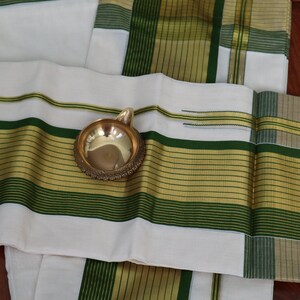 Balaramapuram Handloom, 2 Piece Kasavu Set With Golden Jari | Pure ...
