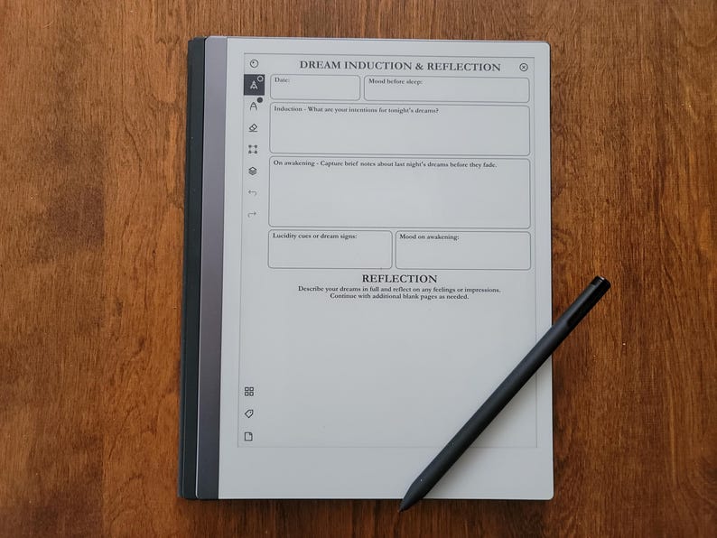 Dream Induction & Reflection Template for Remarkable 2 | Lucid Dreaming | Dream Journal ...