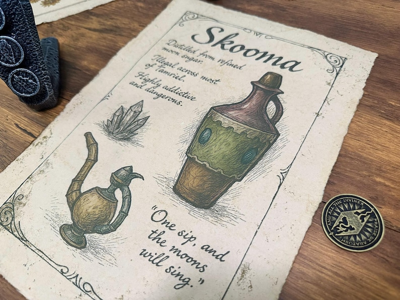 Skooma Scroll Print: Elder Scrolls Skyrim Oblivion Art on Vintage ...