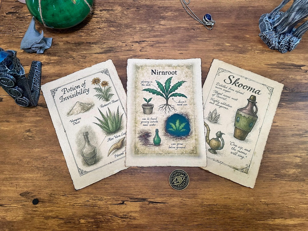 Elder Scrolls Art Prints: Nirnroot, Skooma, Invisibility Potion on ...