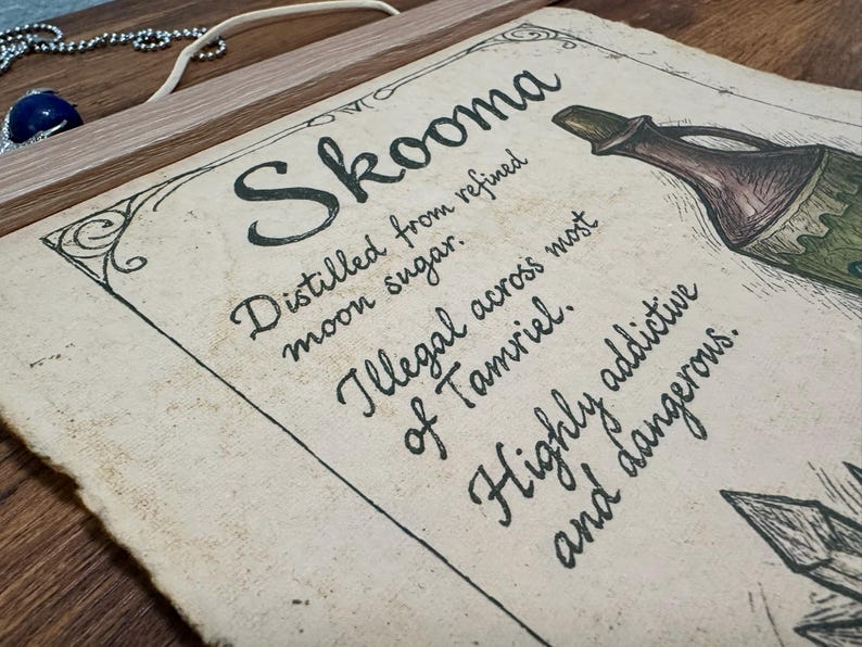 Skooma Scroll Print: Elder Scrolls Skyrim Oblivion Art on Vintage ...